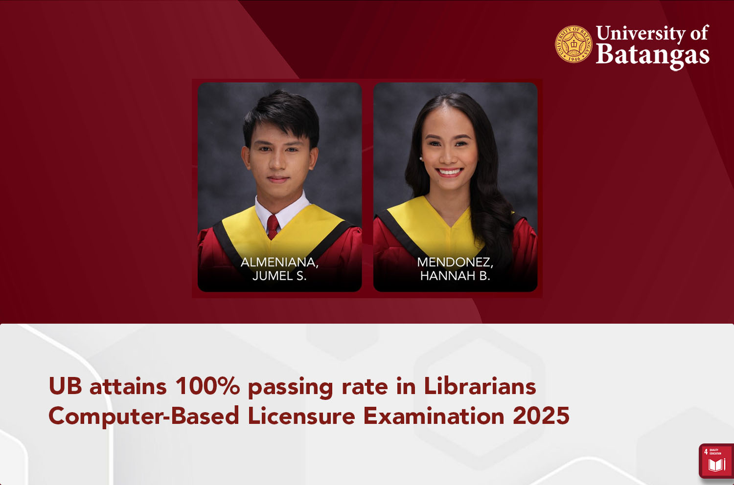 UB attains 100% passing rate in Librarians Computer-Based Licensure ...