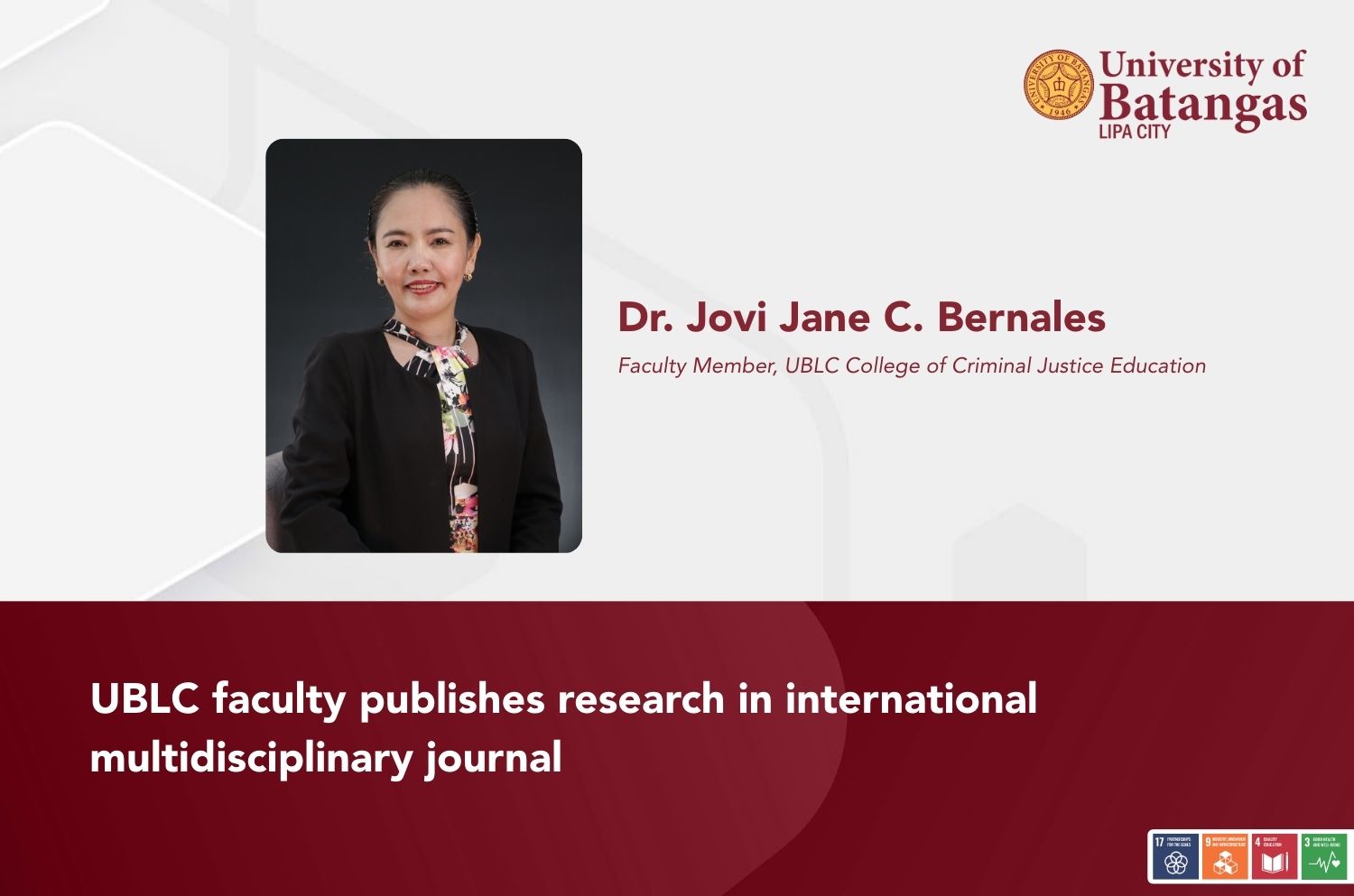 UBLC faculty publishes research in international multidisciplinary ...