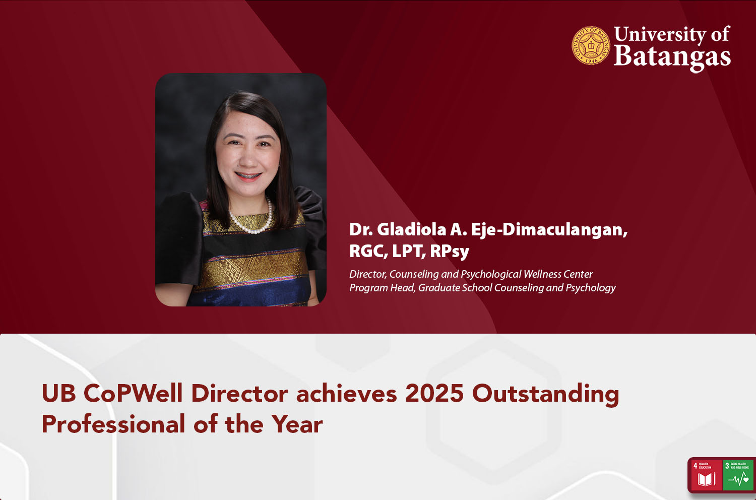 UB CoPWell Director achieves 2025 Outstanding Professional of the Year ...