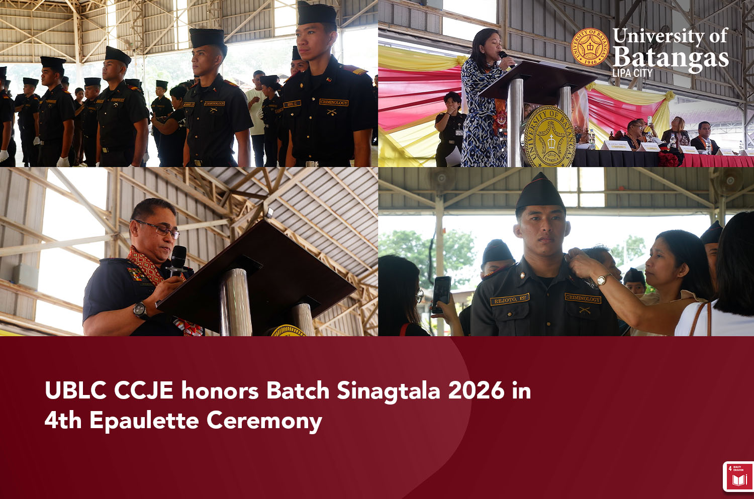 UBLC CCJE honors Batch Sinagtala 2026 in 4th Epaulette Ceremony ...