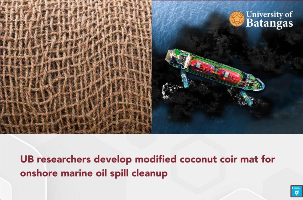 UB researchers develop modified coconut coir mat for onshore marine oil ...